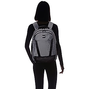 Under Armour Women's Hustle Signature Storm Backpack , (001) Black / Black / Metallic Tin , One Size Fits Most