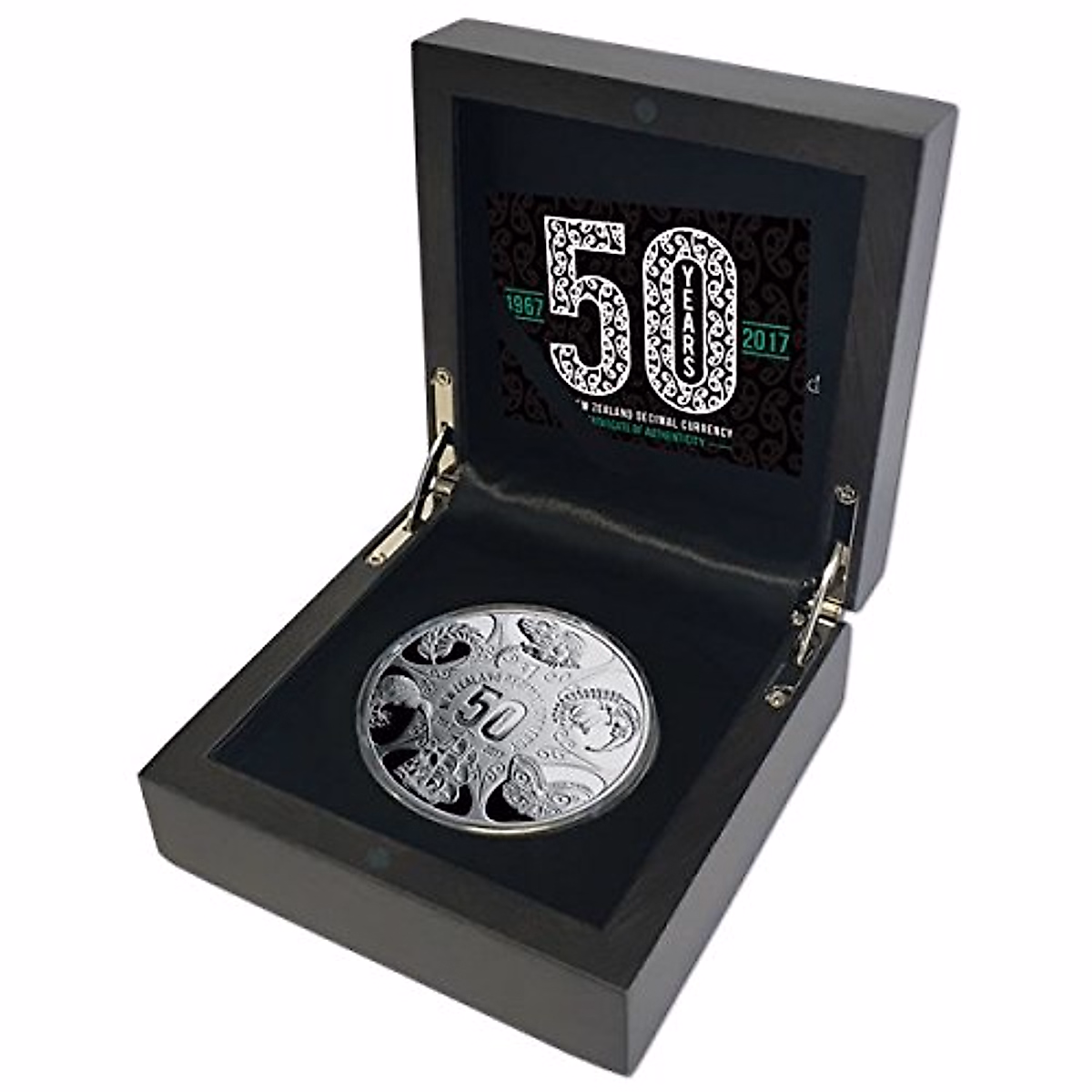 2017 NZ Silver Dollar Proof Coin - 50 Years (Of Decimal Currency) $1 Uncirculated Reserve Bank Of New Zealand