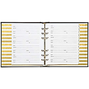 C.R. Gibson Black 'Little Black Book' Refillable 6-Ring Address Book, 440 Entries, 6.5" W x 7.25" L