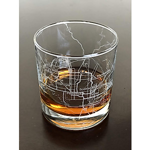 Rocks Whiskey Old Fashioned 11oz Glass Urban City Map Phoenix Arizona Mesa Arizona