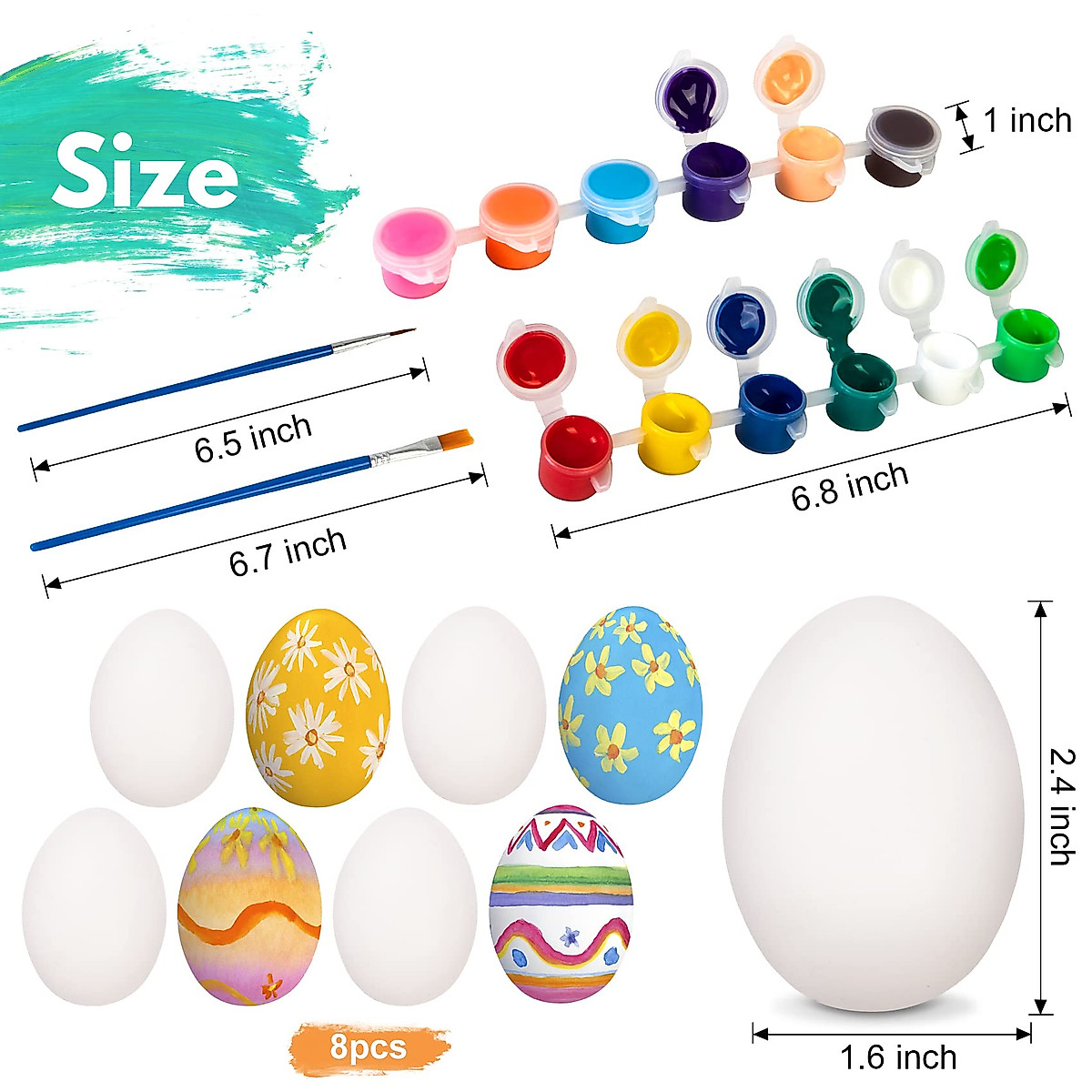Easter Crafts for Kids, 8 Pcs DIY Coloring Egg Painting Kit Easter Squishy Stress Relief Toys Slow Rising White Squishies Eggs Easter Basket Stuffers Gifts Party Favors Classroom Prize Supplies