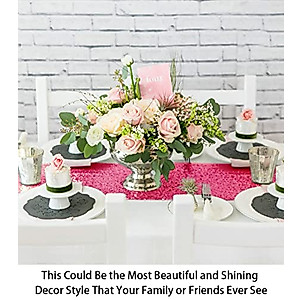 Hot Pink Table Runner Sequin Table Runner Fuchsia 12"x72" Fall Coffee Table Runner Christmas Table Overlay Rustic Banquet Table Cover Decorative Table Runner for Party Fall Dining Table Runner