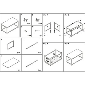 AZL1 Life Concept Coffee Table with Metal Frame,Clean, contemporary design meets rustic industrial style，for living room, office, Dark Brown/Black