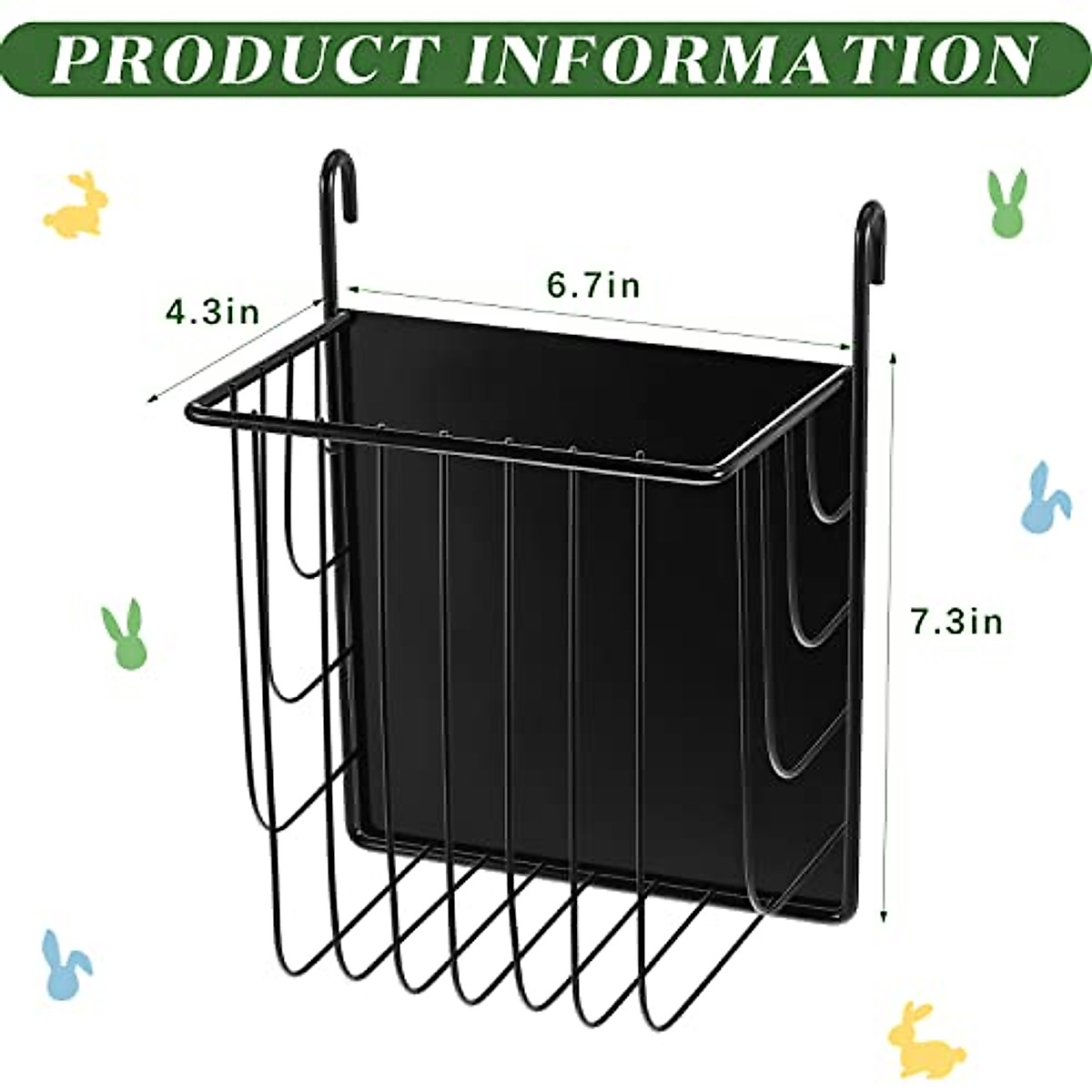 2 Pcs Pet Hay Feeder Guinea Pig Metal Hookable Manger Rabbit Feeder Hay Holder for Rabbits Hanging Hay Rack Timothy Hay for Guinea Pig Bunny Chinchilla Small Animal Cage, 7.3 x 6.7 x 4.3 Inch