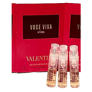 Valentino Voce Viva Intensa EDP 0.04 fl. oz. / 1.2 ml Sample Vial Glass Partially filled Spray Mini Perfume Vial Eau De Parfum (Set of 3)