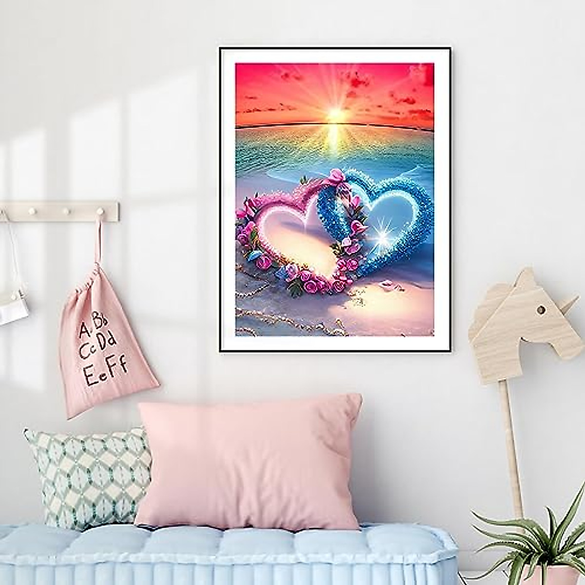 Suyaloo 5D Diamond Painting Kits for Adults - Love Beach Art Kids Beginner,DIY Sunset Full Drill Round Rhinestone Home Wall Decor Gifts 11.8X15.7inch LY3354-1