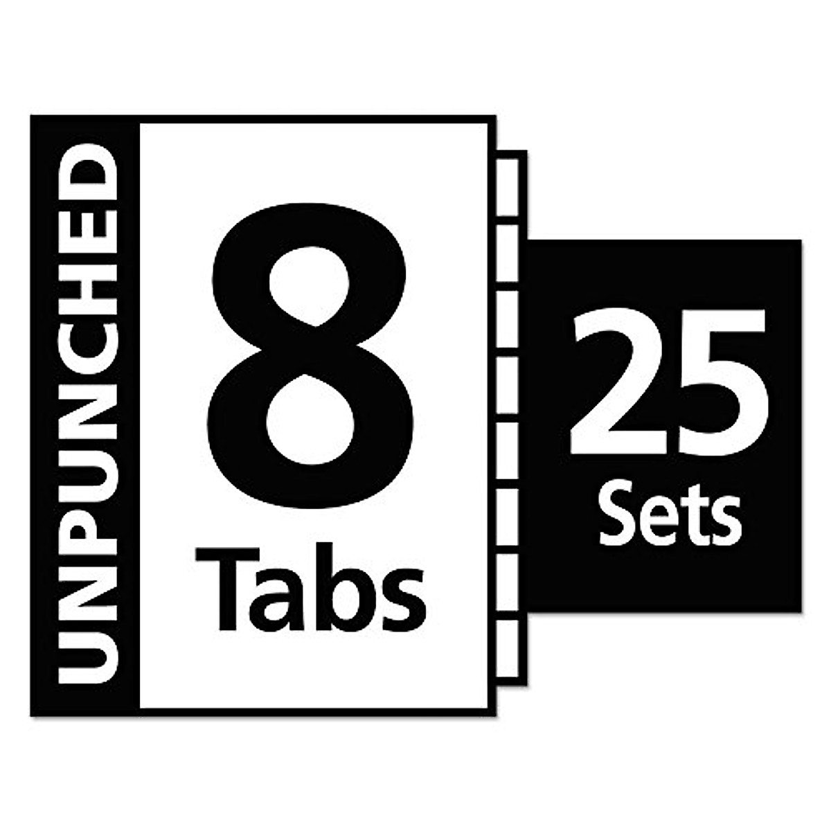 Avery 8 Tab Unpunched Dividers for Use with Any Binding System, Easy Print & Apply Clear Label Strip, Index Maker Customizable White Tabs, 25 Sets (11444)