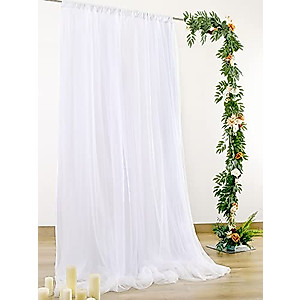 White Tulle Backdrop Curtains for Baby Shower Party Wedding Photo Drape Sheer Backdrop for Birthday Bridal Shower Photography Props 5 ft X 10 ft