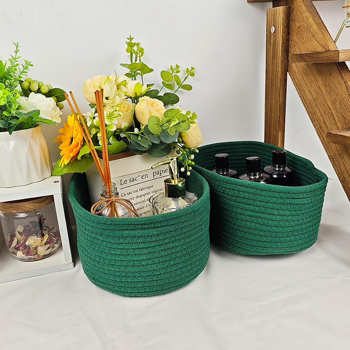Storage Baskets, Basket Organizer And Shelf Basket, Toy Basket, Small Basket With Handle, Open Storage Box, Green 13x8.66x5.11 Inches（3PCS）