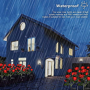 Solar Rose Flower Lights [Upgraded 6 Flowers], Outdoor Solar Powered Rose Lights, Garden Solar Decorative Lights, Rose Stake Lights, Solar Pathway Lights Patio Lawn Garden Yard