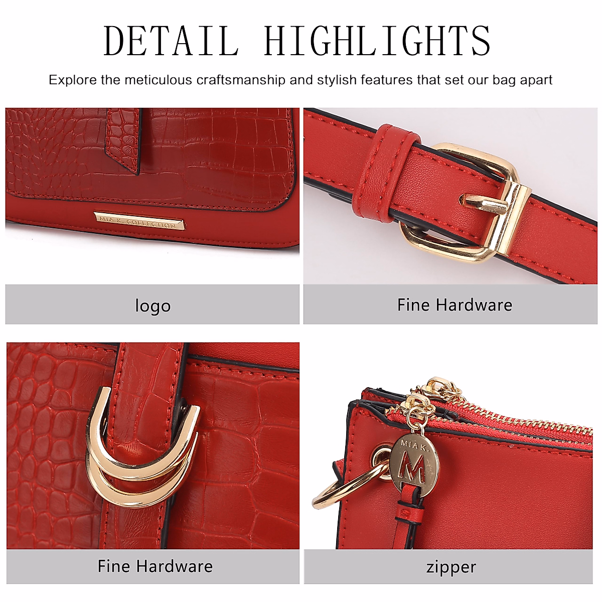 MKF Collection Women's Crossbody Bag, Vegan Leather Crossover Bag, Small Shoulder Bag Handbag by Mia K