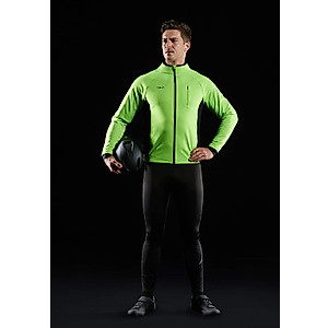 TSLA Men's Winter Cycling Jackets, Cold Weather Workout Running Jacket, Warm Thermal Softshell Bike Windbreaker, Cycling Windproof Jacket Neon Green, Medium