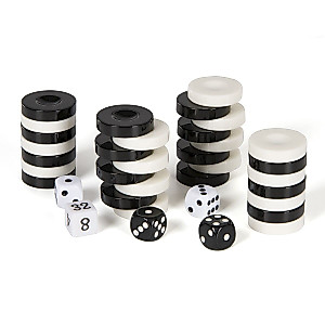 ZOOCEN Classic Checkers Game Set with Drawstring Cloth Storage Bag (30pcs Coffee Color)