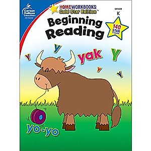 Carson Dellosa Beginning Reading Workbook―Kindergarten Early Reader Phonics Practice With Stickers, Incentive Chart, Puzzles, Coloring Activities (64 pgs) (Home Workbooks)