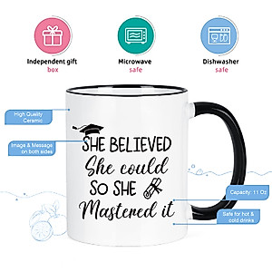 Maustic Graduation Gifts for Her, She Believed She Could So She Mastered It Mug, Masters Degree Graduation Gifts, College Graduation Gifts for Her Women Friends Girls, Best Graduation Gifts, 11 Oz