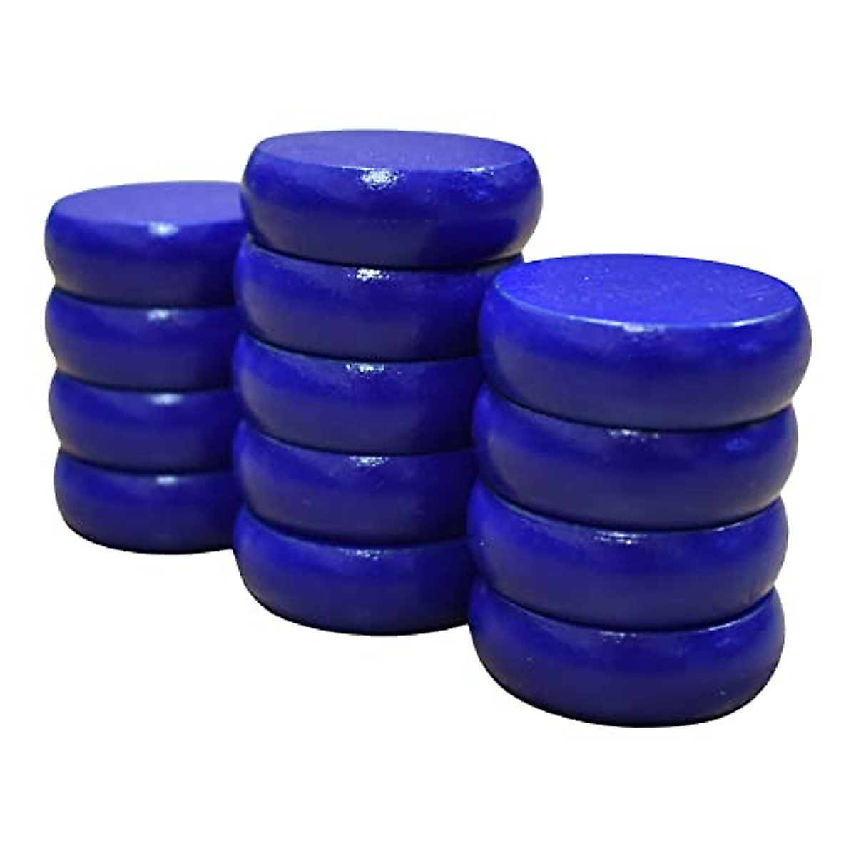 26 Natural and Blue Crokinole Discs with a Velvet Pouch (Mini Discs - 1 3/32 Inch Diameter (2.8cm))