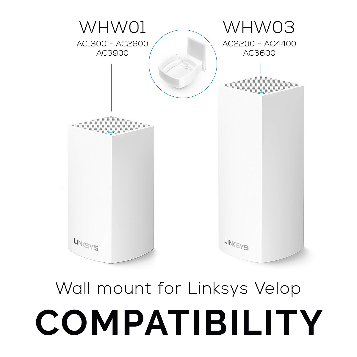 Screwless Wall Mount for Linksys Velop Home WiFi Mesh Holder, No Tools Required, Easy to Install, No Mess, Strong VHB Adheasive Mount, White by Brainwavz