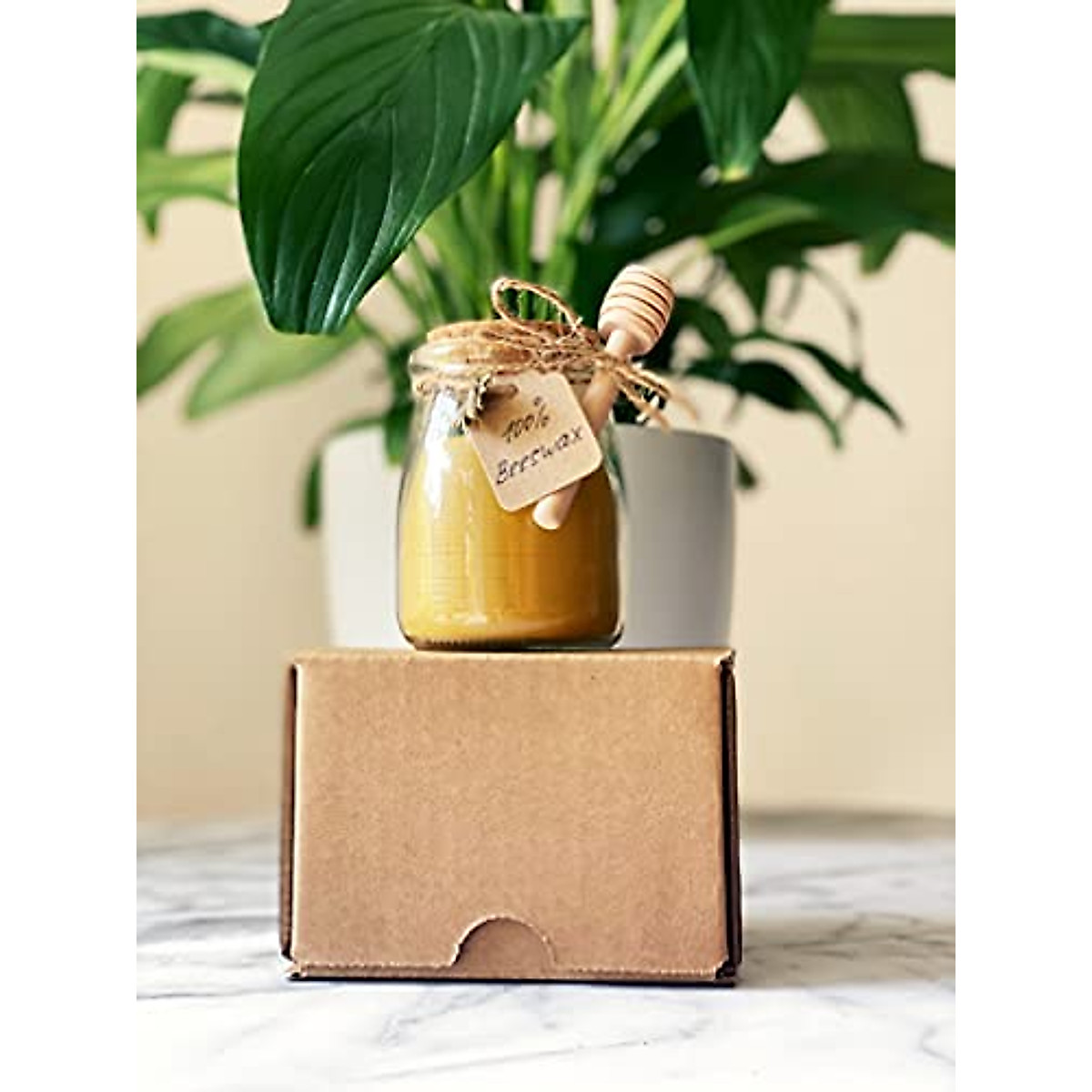 Bekker's Candles Beeswax Jar Candle 100 Percent Pure Beeswax in Glass Container 30 Hours Light Honey Aroma 7 oz, Yellow