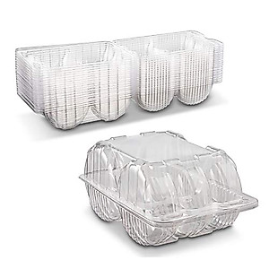 MT Products Clear Plastic Containers 6 Donut or 12 Cookie Container with Barlock Closure and Hinged Lid for Optimal Freshness (20 Pieces) - Made in the USA