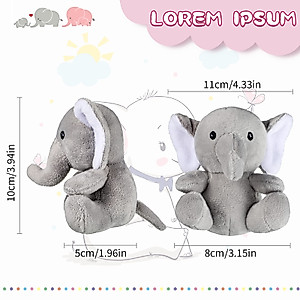 Skylety 4 Pcs Mini Elephant Stuffed Animals Elephant Plush Toys Plush Stuffed Elephant Cute Soft Forest Animals for Baby Shower Boys Girls Elephant Themed Birthday Party Supplies (Grey,4 Inch)