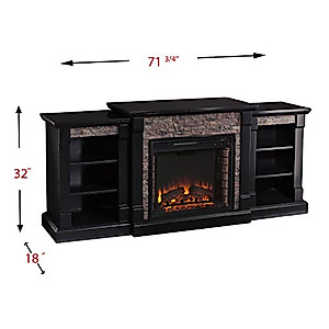 Gallatin Faux Stone Electric Fireplace w/ Bookcases