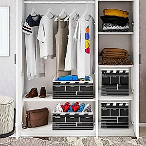 DOMIKING Film Clap Board Storage Bins for Closet Shelves Bedroom Foldable Fabric Storage Basket with Sturdy Handle Organization Baskets Cubes 11 Inch