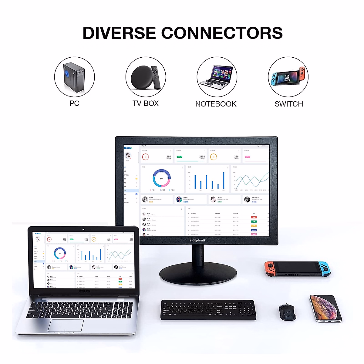 SKitphrati 15.6 Inch Small PC Monitor, FHD VA 1080P Desktop Display with 1920x1080 99% sRGB HDMI VGA Ports, VESA Mounting, LED Monitor for PC, Laptop and Computer, Black