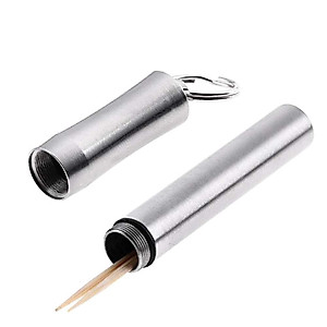 ShineIn Stainless Steel Pocket Toothpick Holder,Portable Waterproof Toothpick Dispenser with Key Ring for Purse Outdoor Travel Daily Life