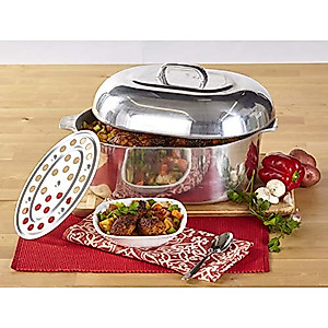 IMUSA USA Heavy Duty Cajun Oval Aluminum Roaster 15, Silver