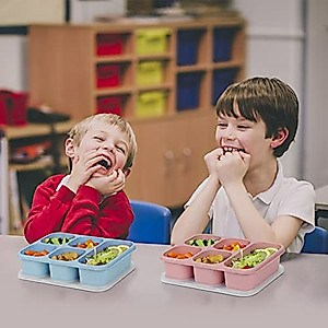 Nuoqiuu 6 Pcs Bento Snack Containers, 5-Compartment Lunchable Containers, Reusable Meal Prep Container for Kids, Snack Storage Boxes for Toddler School