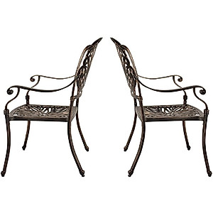 OKIDA 2 Piece Patio Bistro Chairs Outdoor Dining Chairs Set Cast Aluminum Chairs for Home Patio Garden Deck, Antique Bronze Finish
