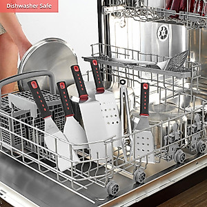 VIKEYHOME Griddle Accessories Kit, 28 Pcs Griddle Grill Tools Set, Professional Grill BBQ Spatula Set with Basting Cover, Spatula, Scraper, Bottle, Tongs, Egg Ring