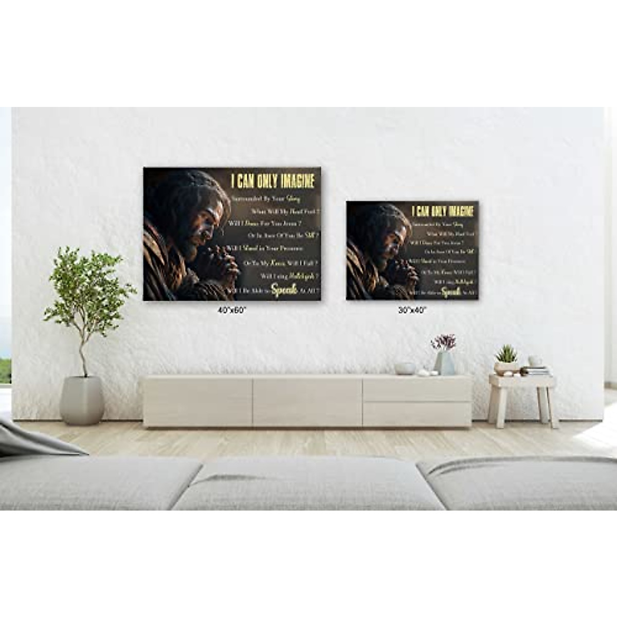 SpiritualHands Jesus Wall Decor, Christian Cross Wall Home Posters, Judah Religious Lord Prayer Bible Wall Art Framed Canvas – 02-I CAN IMAGINE-24X36