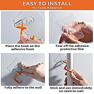 Broom Holder Wall Mount Self Adhesive 4 Pack, Mop Hanger No Drilling Super Anti-Slip, Wall Mount Tool Racks Stainless Steel Mop and Broom Hooks Organizer(Blue)