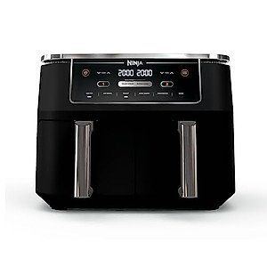 Ninja Air Fryer, Roast, Bake, Air Fry, Crisps, Broil, Reheats, Keep Warm, 10-in-1, Fries, Frozen Food, Veggies, and Meat, Quick Meals, Healthy Meals, Less Oil, 10 QT, Black, DZ302​