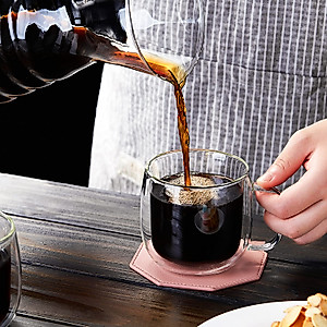 Unbreakable Double Walled Glass Coffee Mugs 300ml/10oz, Insulated Glass Coffee Mugs,Espresso Cups Set of 2,Borosilicate Glass Coffee Cups,Mocca Cups for Latte,Americano,Cappuccinos,Tea Bag,Clear Mugs