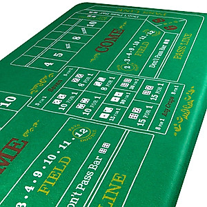 Brybelly Casino Night 4-in-1 Felts Only -Blackjack, Craps, Roulette and Texas Hold'em Table Felt Only- Green Felt Double Sided Casino Tabletop Gaming Mat- 18" x 36" - Perfect for Casino Game Night