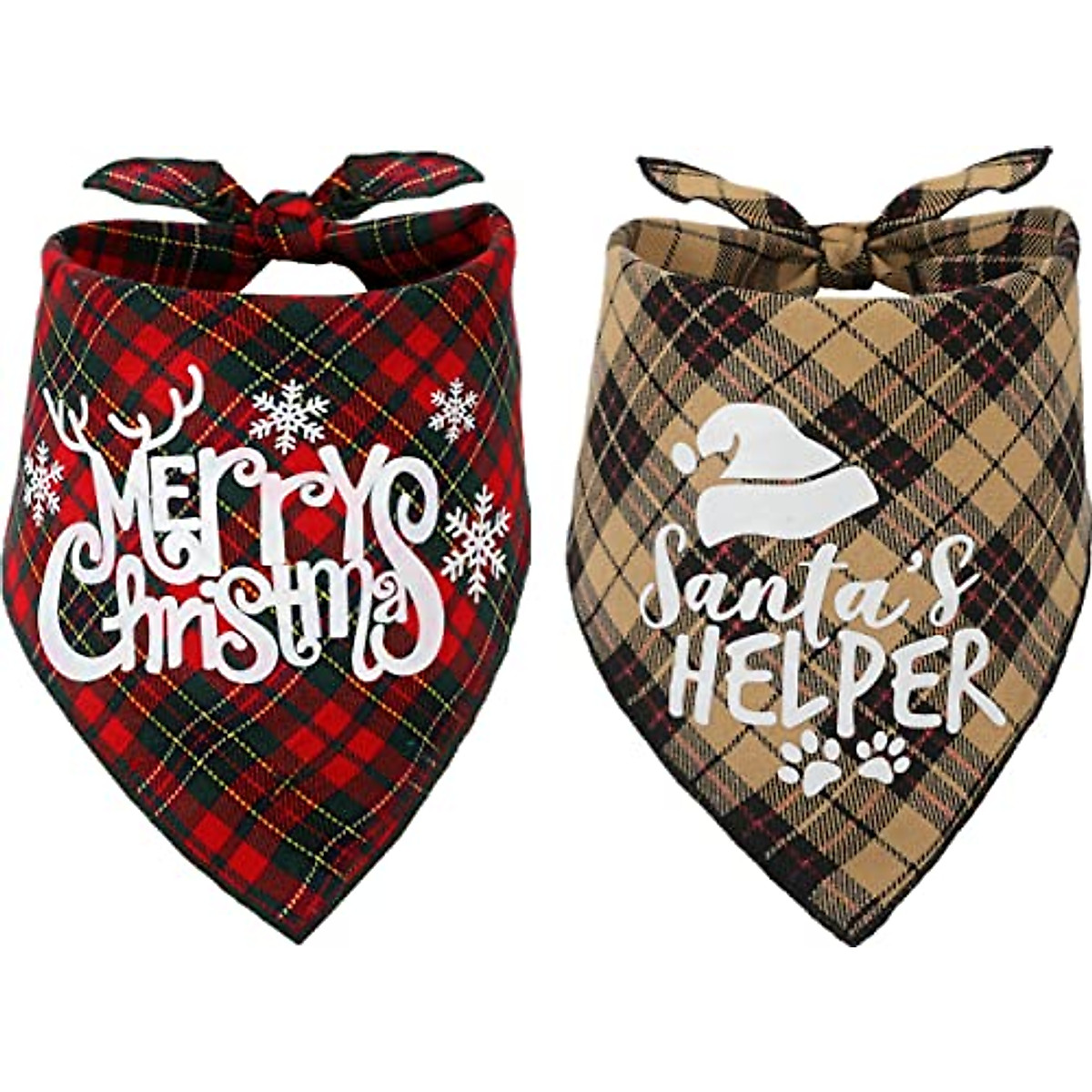 Set of 2 Dog Christmas Bandanas Xmas Bandanas for Cat Triangle Small Medium Large Dog Scarf Pet Bibs