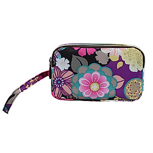 IKAXIYO Women Floral Print Cloth Wristlet Bag Coin Purse Zipper Wallet Cell Phone Pouch, Beautiful and Durable (A1)