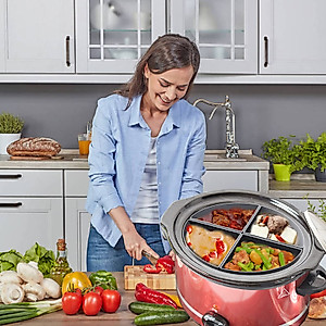 Slow Cooker Divider Liner fit 6 QT Crockpot, Reusable & Leakproof Silicone Crockpot Divider, Dishwasher Safe Cooking Liner for 6 Quart Pot (Grey)