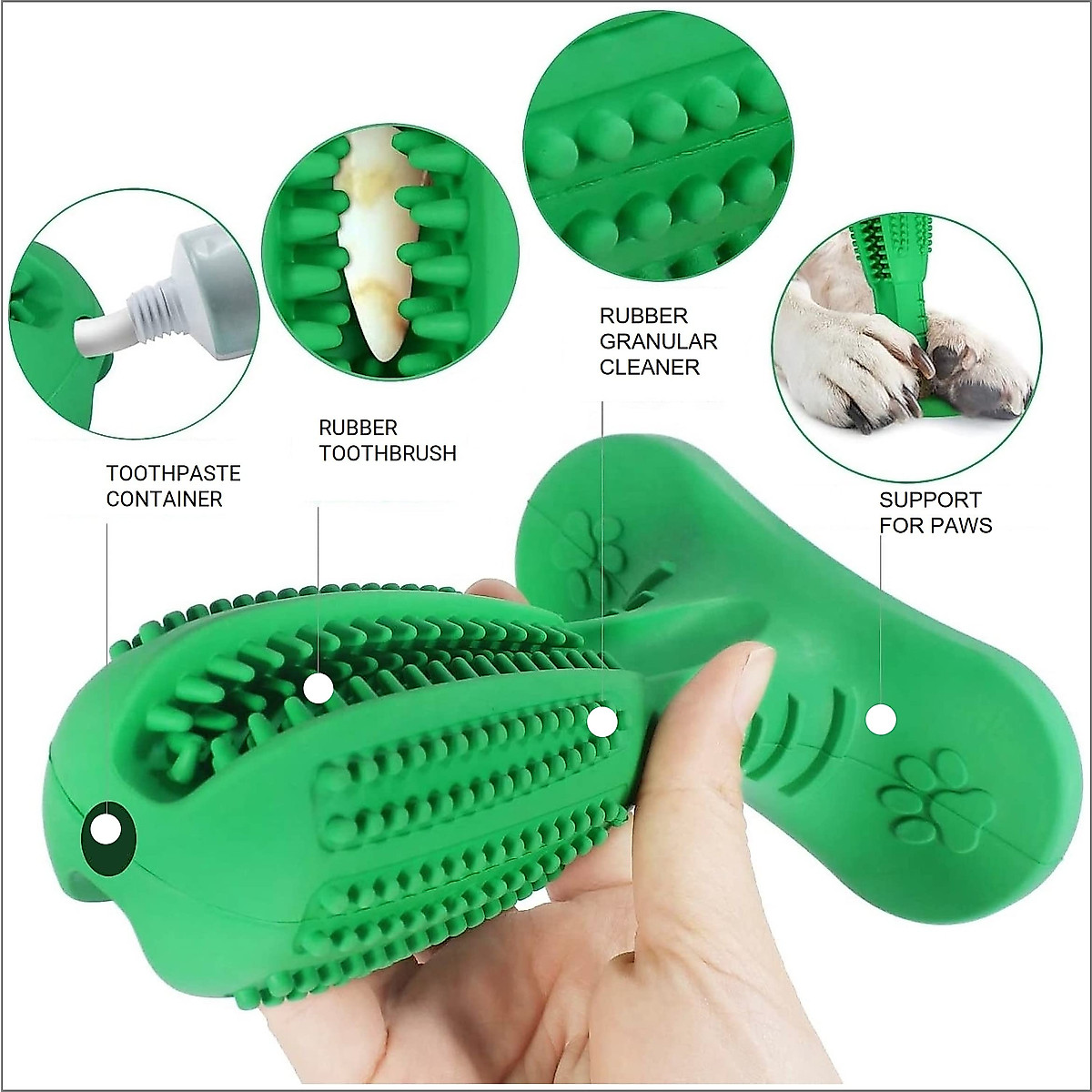 Dog Toothbrush Chew Toy (Patented) for Aggressive Chewers (for Medium and Large Sized Dogs), Dog Teeth Stick, Dog Teeth Cleaning Toy, Toys for Dogs, Green