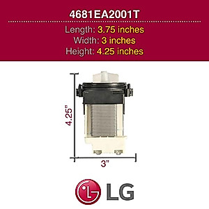 LG 4681EA2001T Genuine OEM Drain Pump Assembly for LG Washing Machines, Black