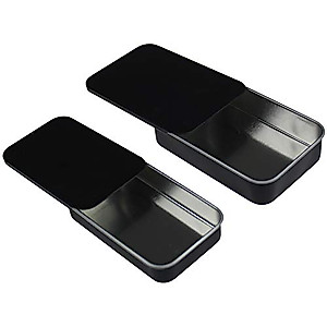 24-Pack Slide Top Rectangular Metal Tin Containers for Candies Jewelry Crafts Pills Lip Balm Storage Survival Kit, Mixed Sizes (Black)
