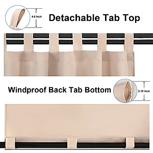 OutdoorLines Waterproof Outdoor Curtains for Patio - Windproof Tab Top Gazebo Curtain Panels - Privacy Sun Blocking Outside Curtain Set for Porch, Pergola and Cabana 54 x 84 inch, Beige, 2 Panels