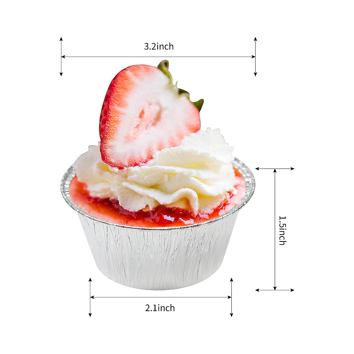 Aluminum Foil Baking Cups, Disposable Ramekin 4 Oz Aluminum Cupcake liners, 150 Pcs Silver Foil Baking Cups Muffin Liners for Baking, Cupcake, Pudding, Egg Tart, Creme Brulee