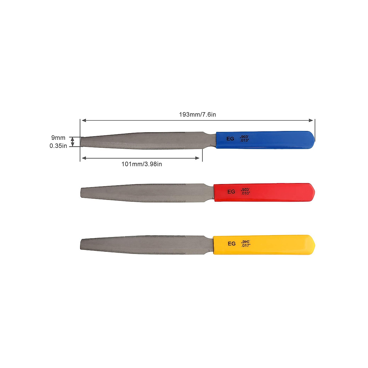 Holmer Tapered Nut Files Double Edge Nut Slotting Files Set Fret Crowning Files Luthier Tools for Electric Guitar Set of 3Pcs.