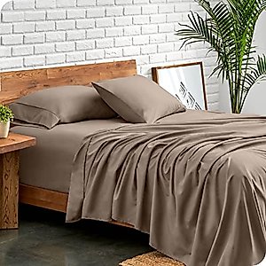 Bare Home Queen Sheet Set - Luxury 1800 Ultra-Soft Microfiber Queen Bed Sheets - Double Brushed - Deep Pockets - Easy Fit - 4 Piece Set - Bedding Sheets & Pillowcases (Queen, Taupe)