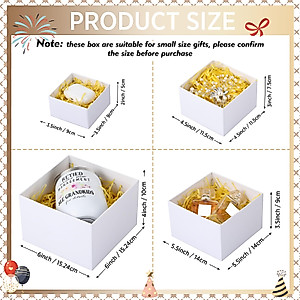 Marspark 4 Pcs Valentine‘s Day Nesting Gift Boxes with Lids Mixed Size Square Nested Boxes Stackable Gift Boxes Present Wrap Gift Box with Ribbon Gift Card for Presents Birthday Party Favor(White Box)