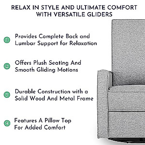 Evolur Skye Swivel Easy Assembly Recliner Chair Gliders, Cobblestone