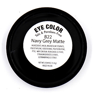 Pure Ziva Navy Blue Grey Gray Silver Matte Opaque Vegan Pressed Powder Single Eyeshadow; Talc, Paraben & Cruelty Free